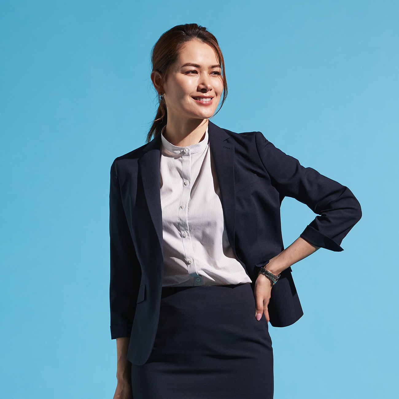 [アウトレット]エアーテックスパン セットアップ ノッチジャケット 9分袖 織柄|O42_G241H534 - ORIHICA 公式通販