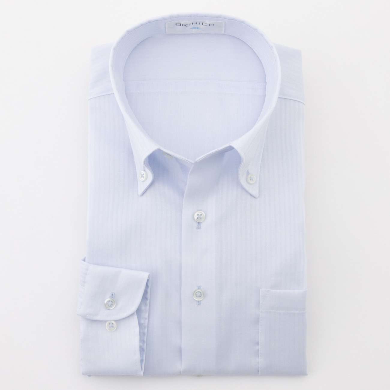 スーパークールノンアイロンシャツ 綿100% ブルーボタンダウン 織柄ストライプ|O49_MTLB3342 - ORIHICA 公式通販