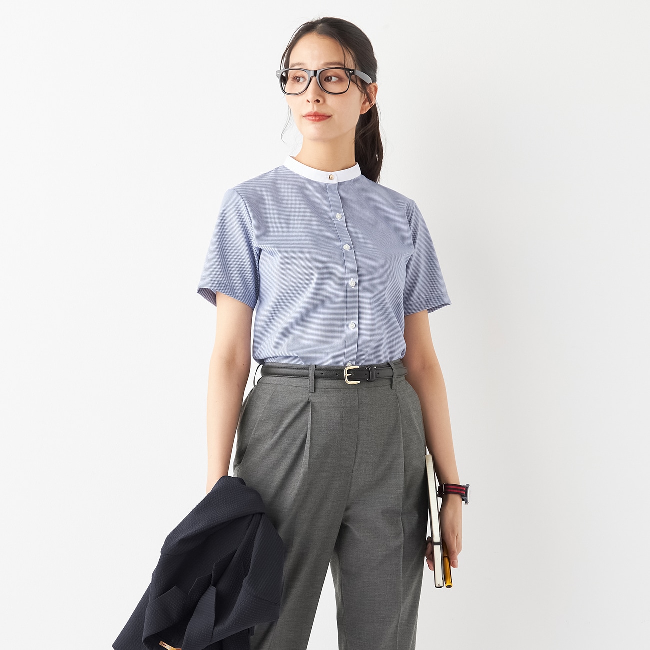 【WEB限定】綿100ノンアイロンシャツ 半袖 チェック バンドカラー|O74_OECNB5S12 - ORIHICA 公式通販